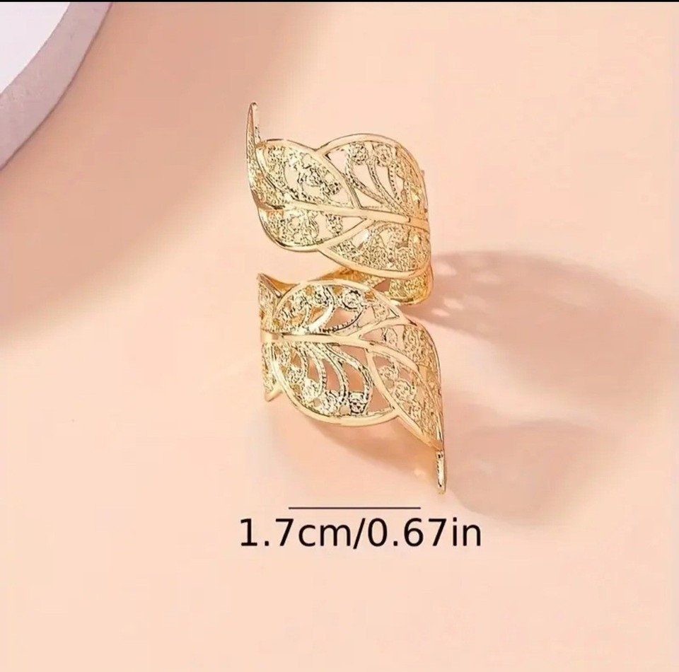 Boho Open Leaf Ring for Women – 14K Gold Plated, Lightweight OS | eBay