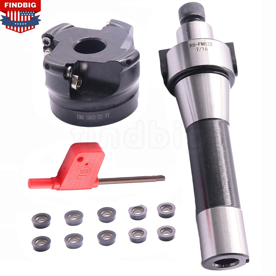 2.5"/63mm EMR Face Shell Mill Cutter, R8 Arbor with RPMW1003 Round ...