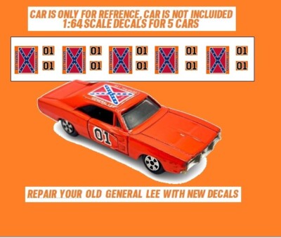 Set of 5 General Lee 1:64 scale waterslide decals Dukes Of Hazzard ...