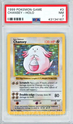 SHADOWLESS CHANSEY 3/102 HOLO RARE ORIGINAL 1999 BASE SET POKEMON CARD ...
