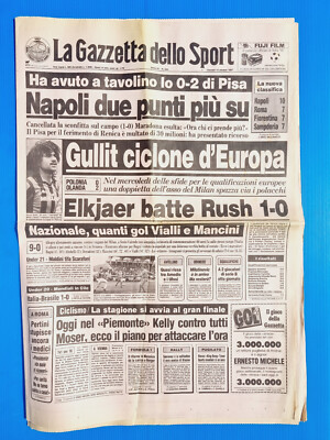 Gazette Dello Sport 15 Octobre 1987 Napoli-Pisa Gullit-Elkjaer-Ian Rush ...