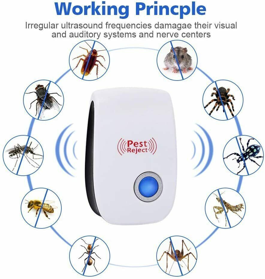 1-6pc Ultrasonic Pest Repeller Control Electronic Repellent Mice Bug ...