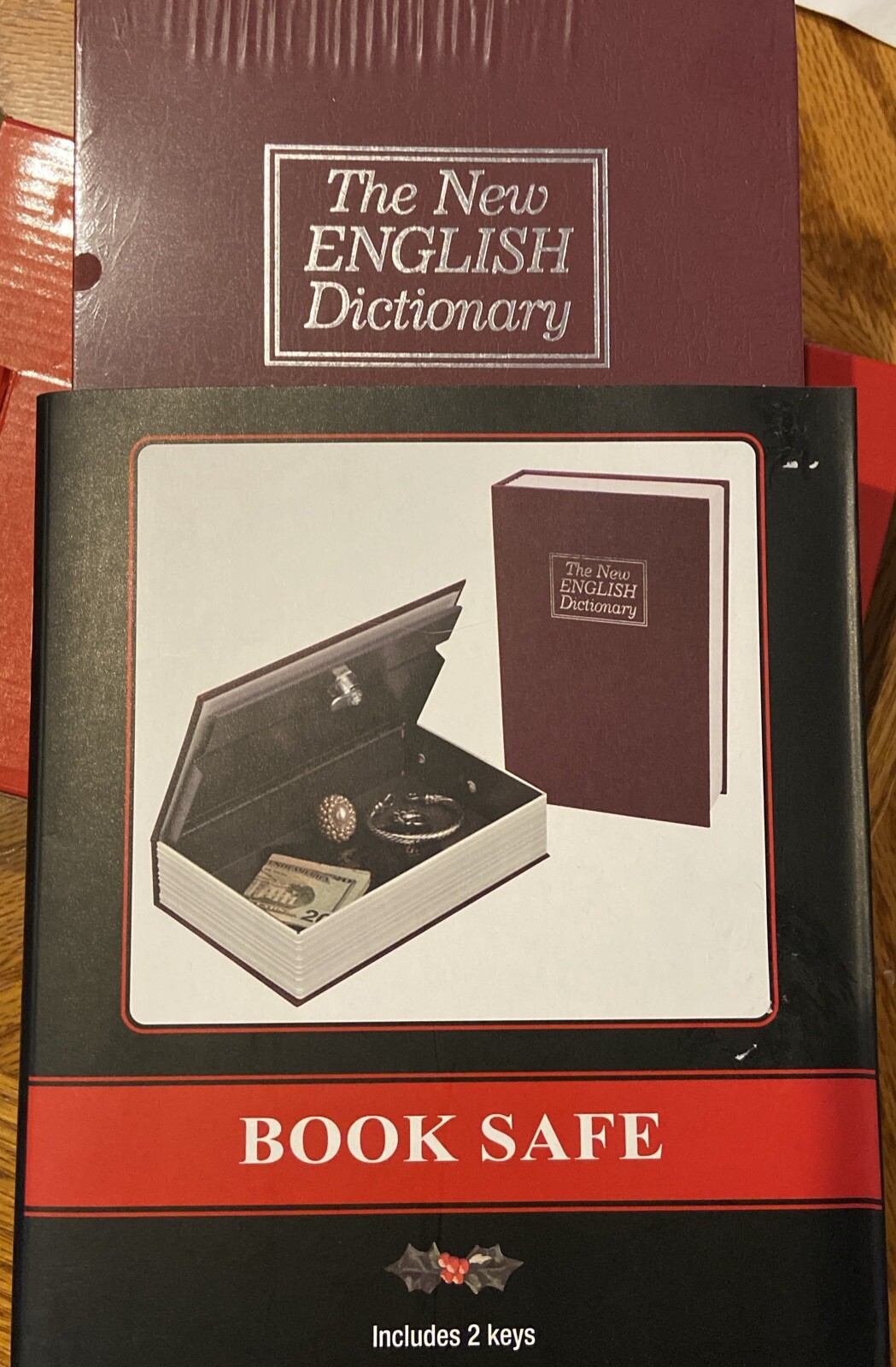 The New English Dictionary Secret Book Safe With Key Lock Burgundy NIB ...