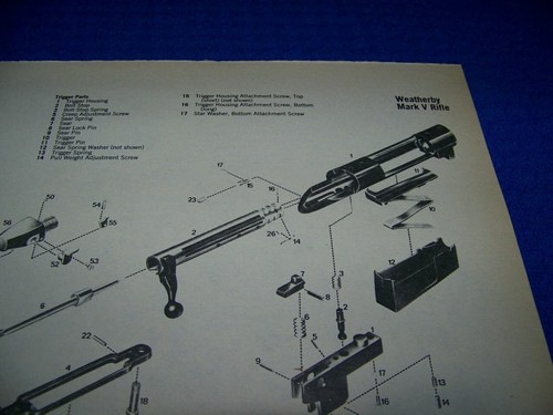 WEATHERBY MARK V RIFLE & XXII AUTO/TUBE RIFLE..LEGEND/EXPLODED VIEW ...