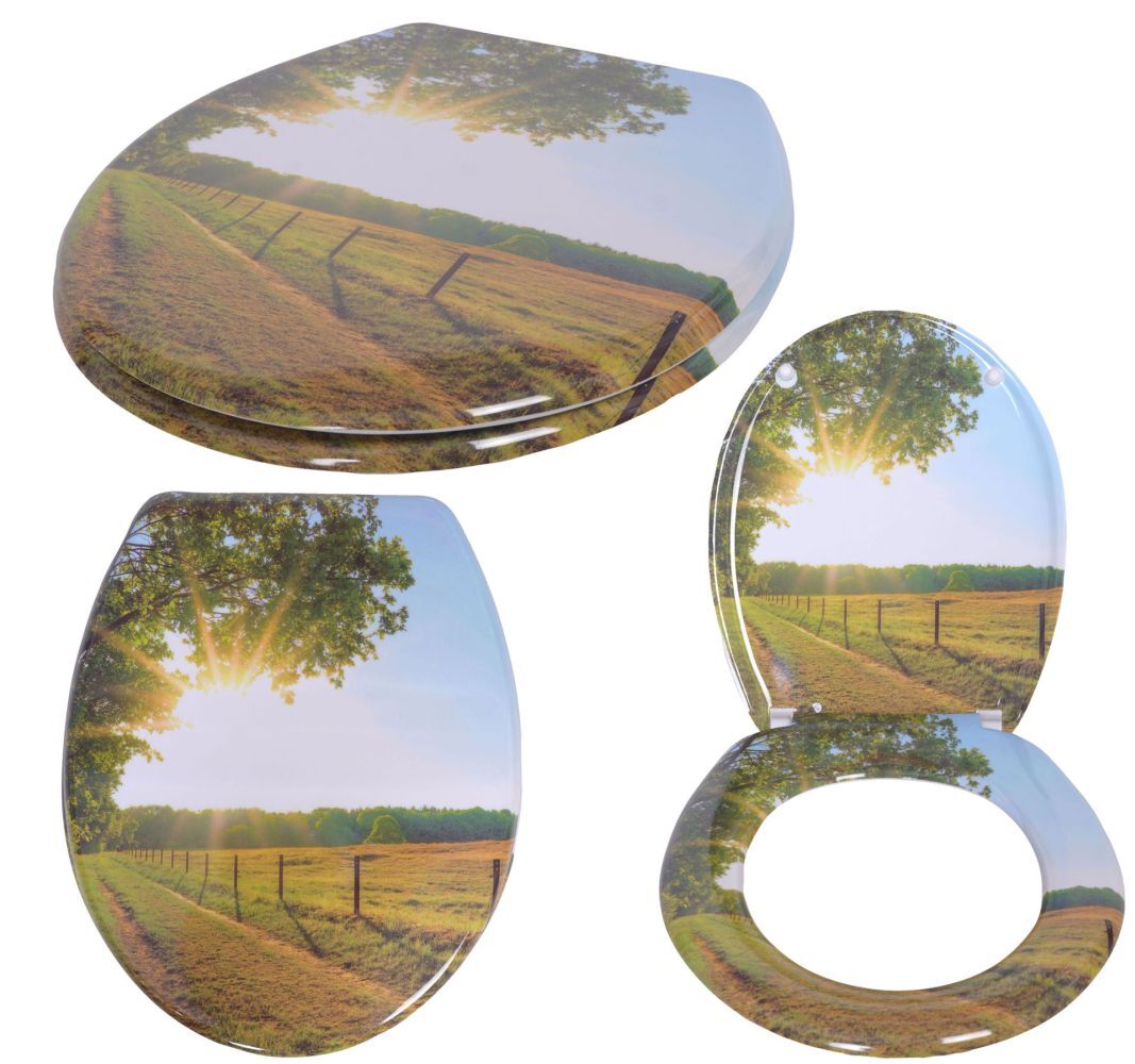 WC-Sitz Duroplast mit Absenkautomatik 3-seitig bedruckt Klobrille ...