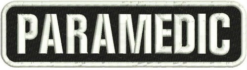 Paramedic embroidery patch 3x10 hook on back white on black | eBay