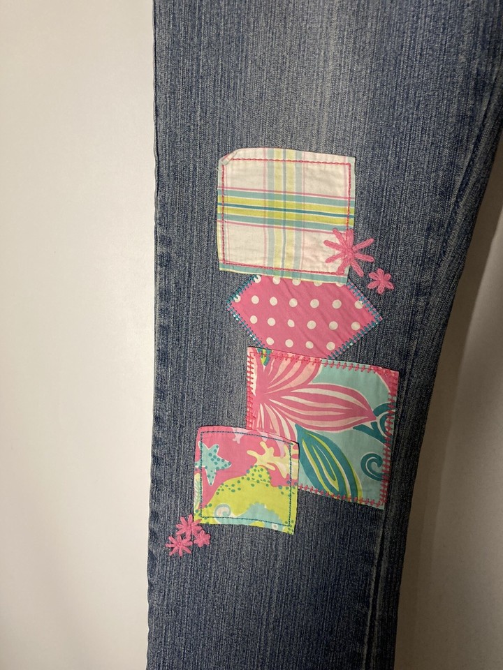 Lilly Pulitzer Women Size 4 Patchwork & Embroidered Straight Leg Jeans ...