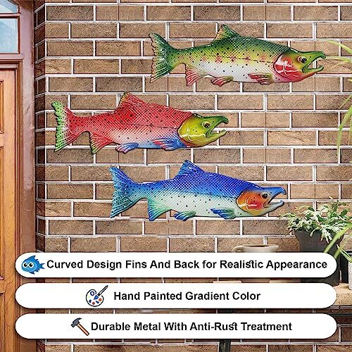 Metal Fish Wall Decor Outdoor Colorful Fish Coastal Ocean Sea Wall Fish ...