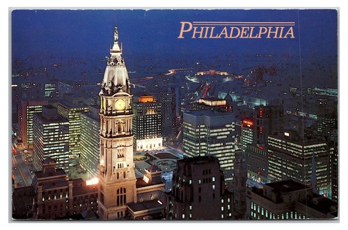Vintage 1980s- Night View of Philadelphia, Pennsylvania Postcard ...