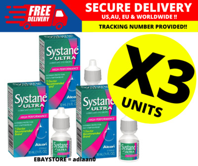 Systane Ultra 10 ml Lubricant Eye Drops OFFICIAL Dry Red Eye Relief X3 ...