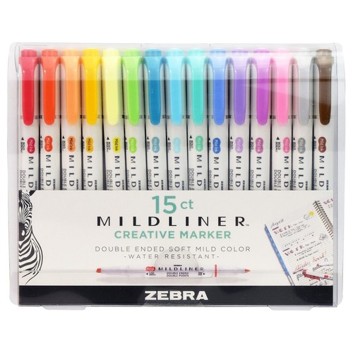 Zebra Mildliner Twin Tip Highlighters Bullet/Chisel Tip Assorted Inks ...