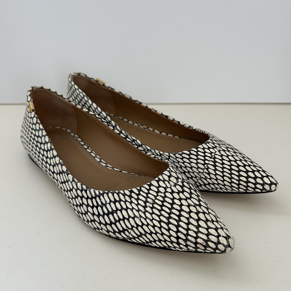 Tory Burch Womens Flats Size 5.5 Penelope Cap Toe Snake Skin Embossed ...