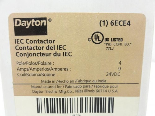 197802 New In Box; Dayton 6ECE4 Contactor 9A; 4P; 240V; Coil: 24VDC | eBay