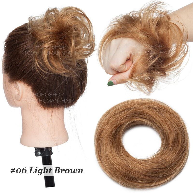 100% VIRGIN ECHTHAAR Scrunchie Dutt Bun Zopf Gummiband Haarteile ...