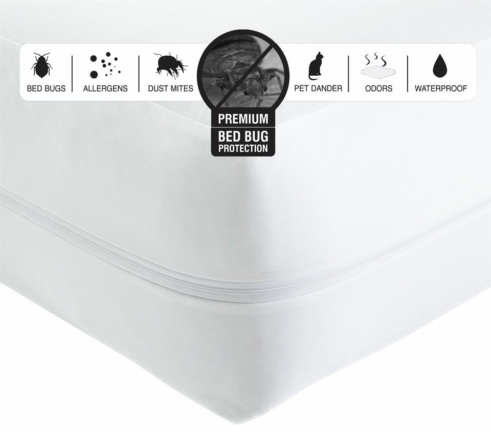 Anti Bed Bug Zipped Waterproof Mattress Total Encasement Protector ...
