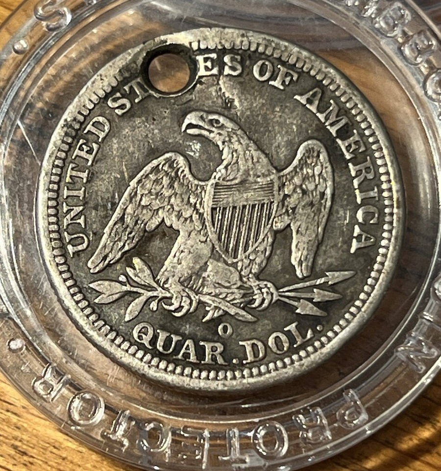 1842 O Seated Liberty Quarter XF EF Extremely Fine Details Holed | eBay