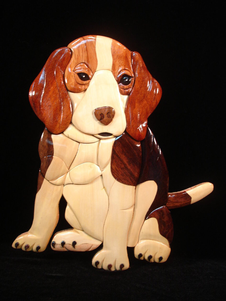 Hand crafted 3D Intarsia Wood Art BEAGLE DOG Sign Wall Plaque | eBay