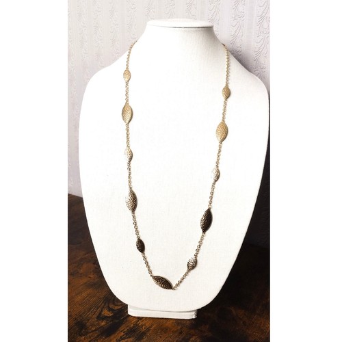 Erica Lyons hammered leaf design gold tone long length necklace | eBay
