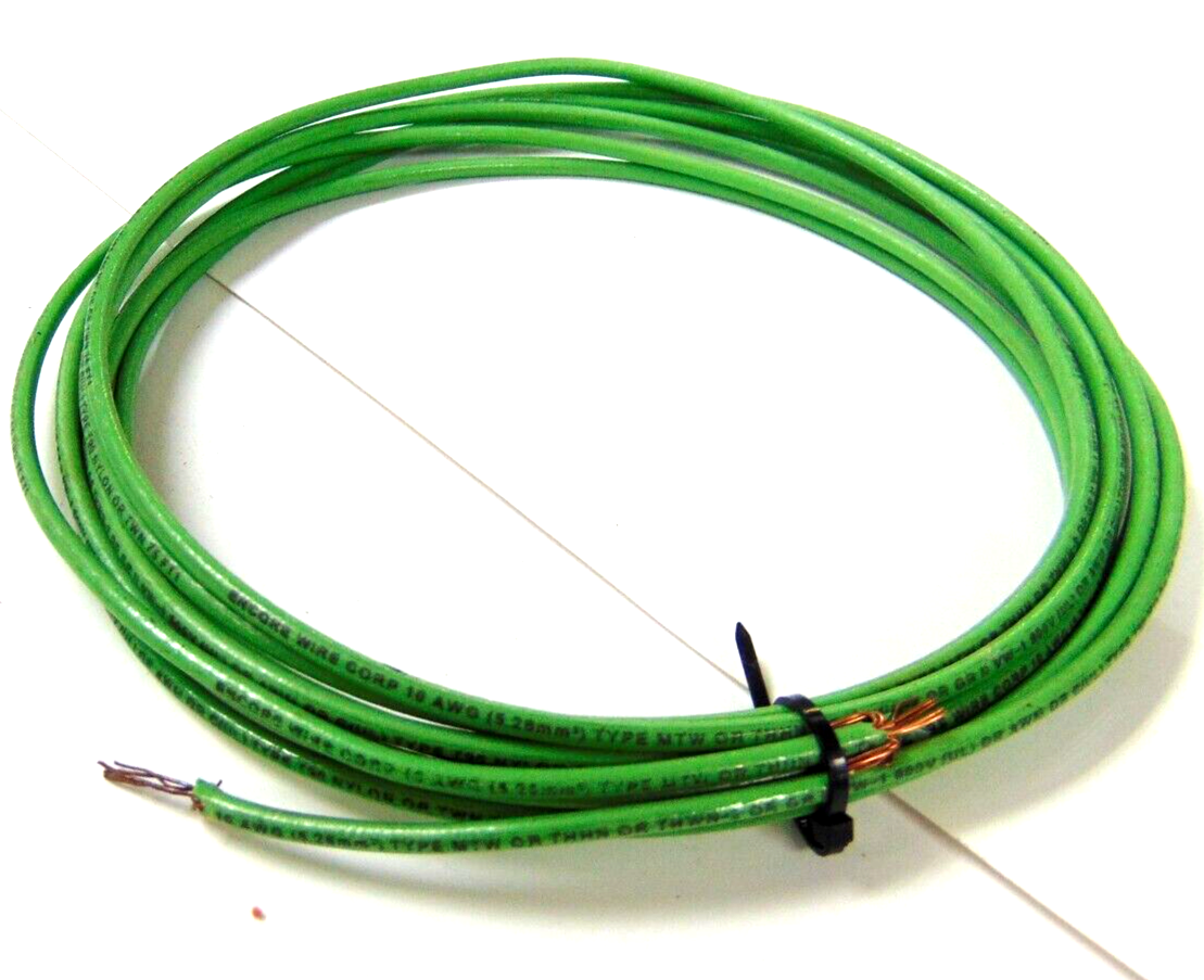 GREEN ENCORE WIRE 10 AWG (5.26MM) 600 VOLT UL TYPE T90 NYLON 16 FT. | eBay