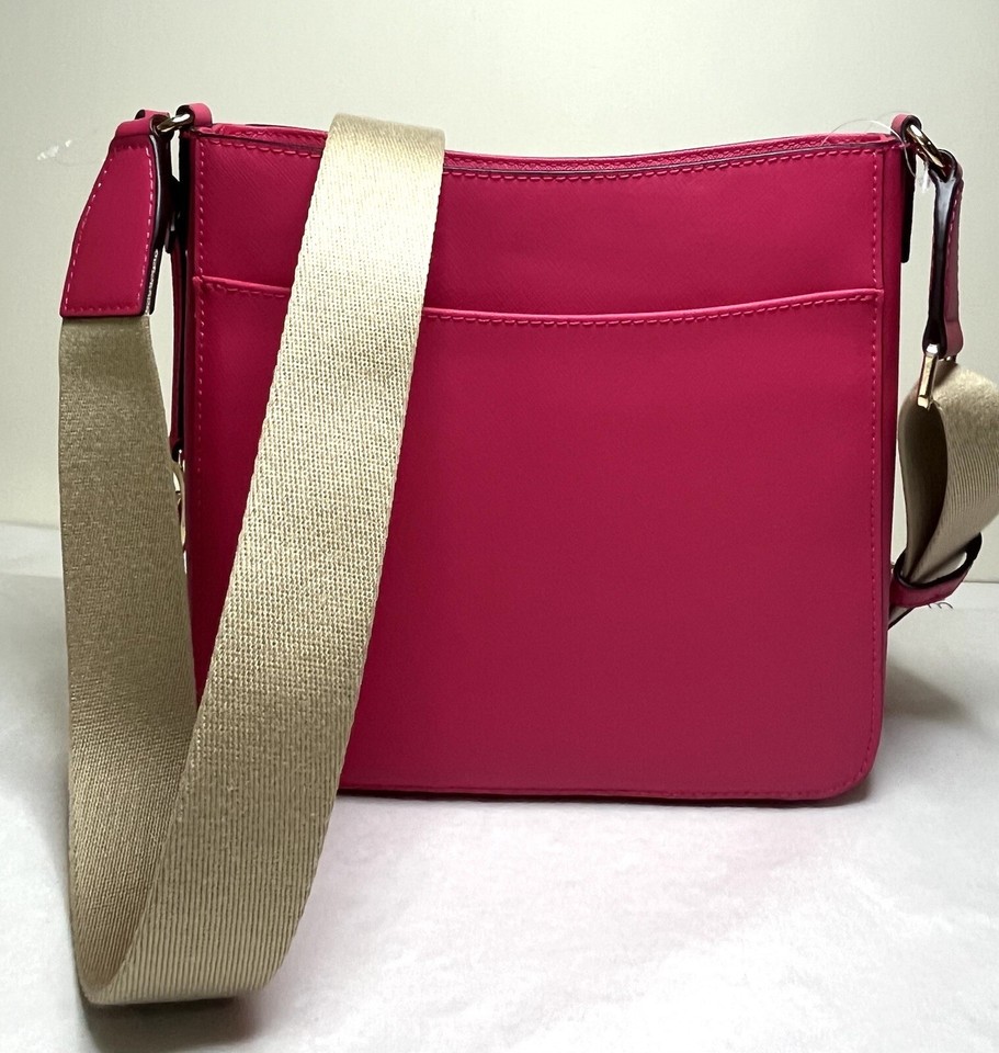Michael Kors Jet Set Pink Saffiano Leather Small NS Messenger CrossBody ...