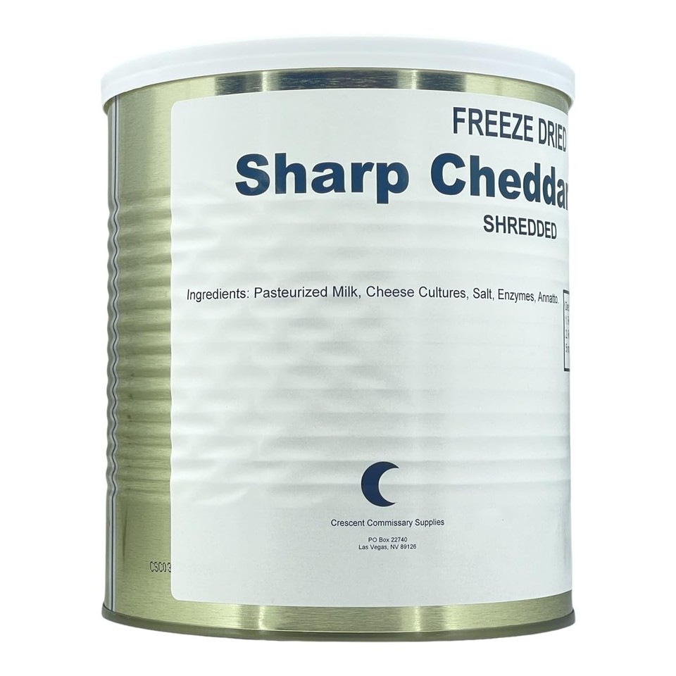Freeze Dried Sharp Cheddar Cheese Can Jarred and Packed Emergency Food ...