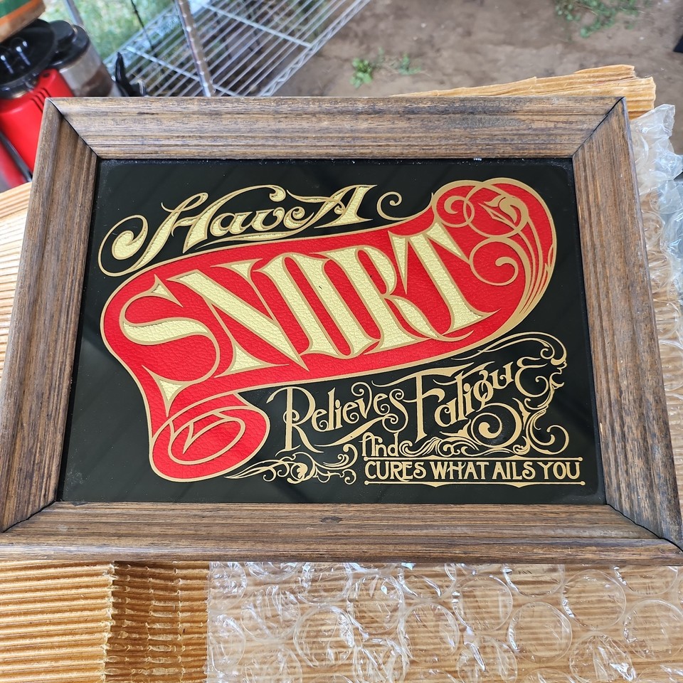 VINTAGE “HAVE A SNORT” REVERSE PAINTED GLASS SIGN WITH FOIL LETTERING ...