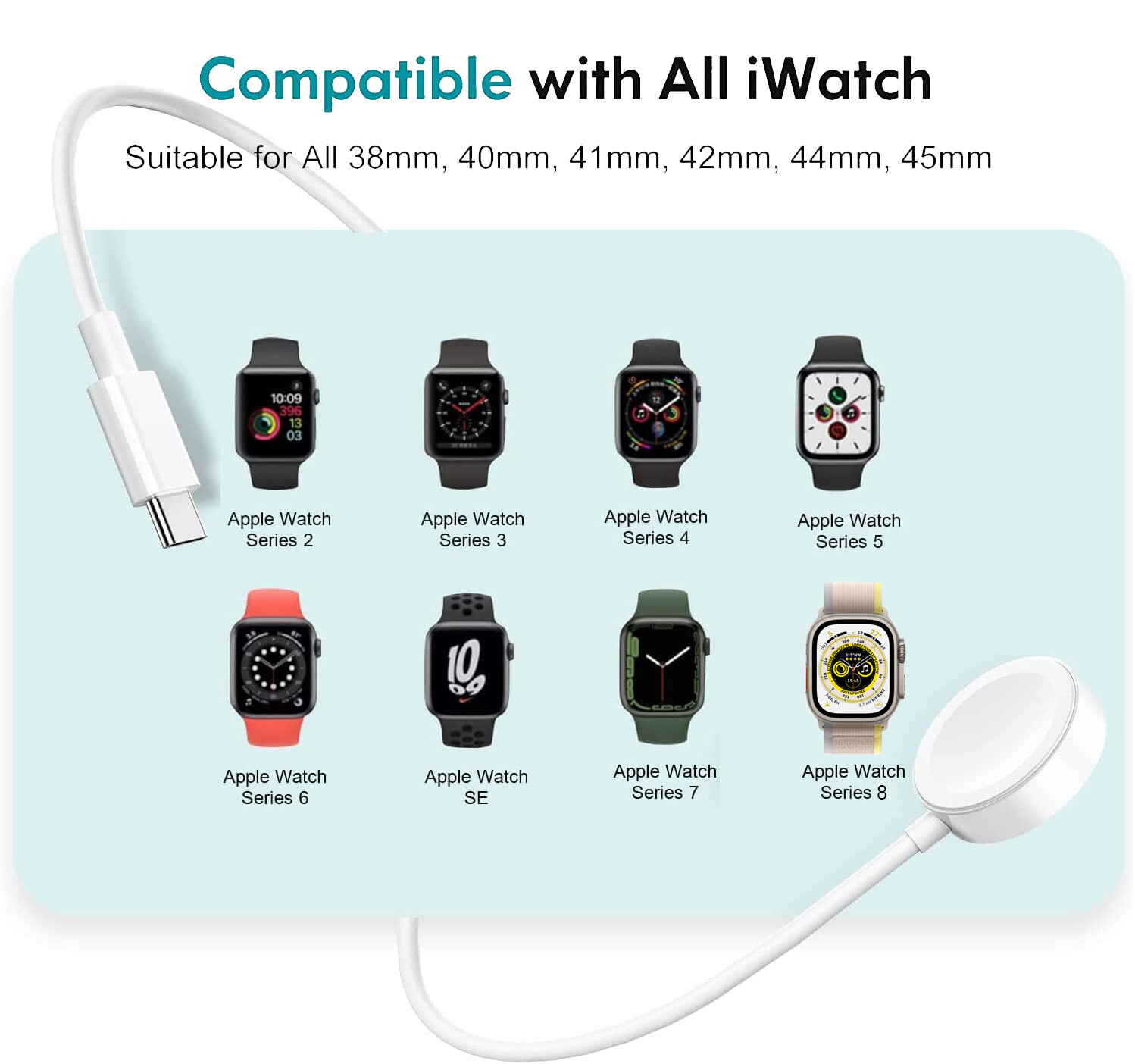Apple Watch IWatch SE 8 7 6 Fast Wireless Magnetic Charger Charging ...