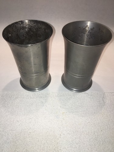 (2) vintage STEDE Germany Pewter Tumblers Beakers Cups 5" circa 1920s ...