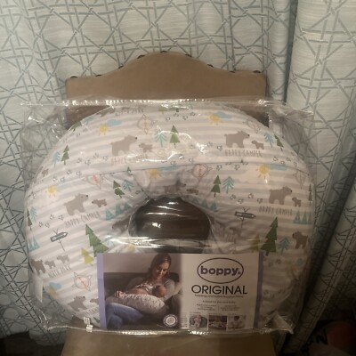 Boppy Original Feeding & Infant Support Pillow Happy Camper Bears BRAND ...