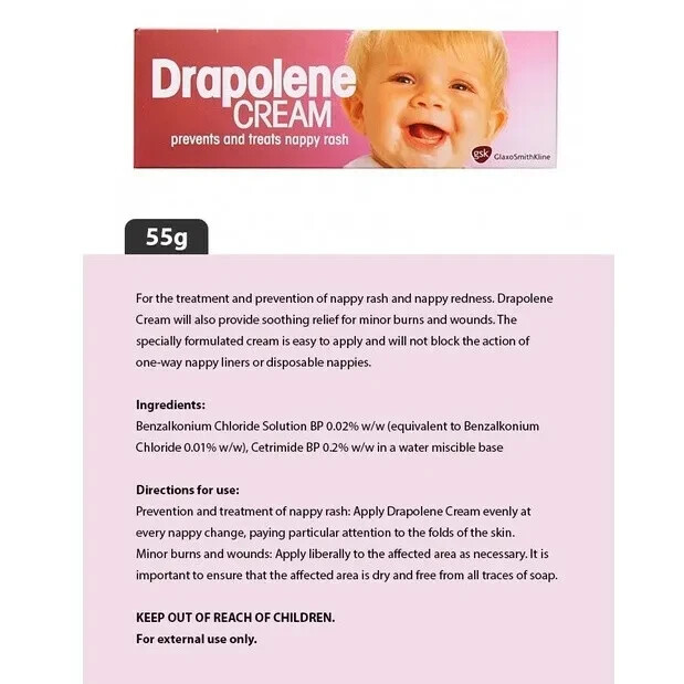 4 Box Drapolene Cream 55g Treats Nappy Rash Baby Relief Minor Burn ...