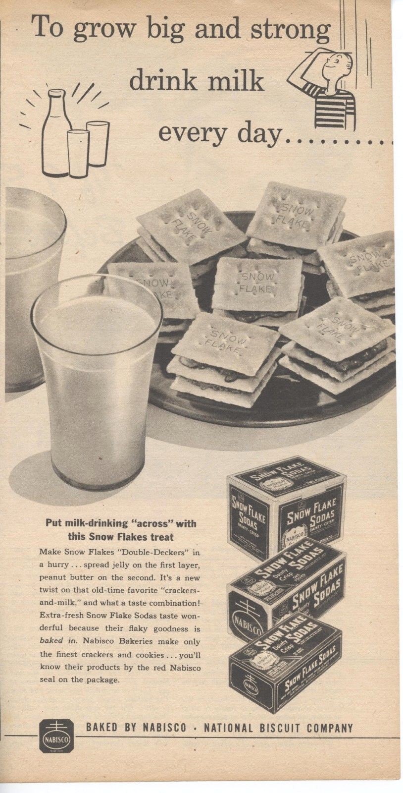 1944 Nabisco Snow Flake Sodas Ad Soda Crackers Premium Saltines Drink ...