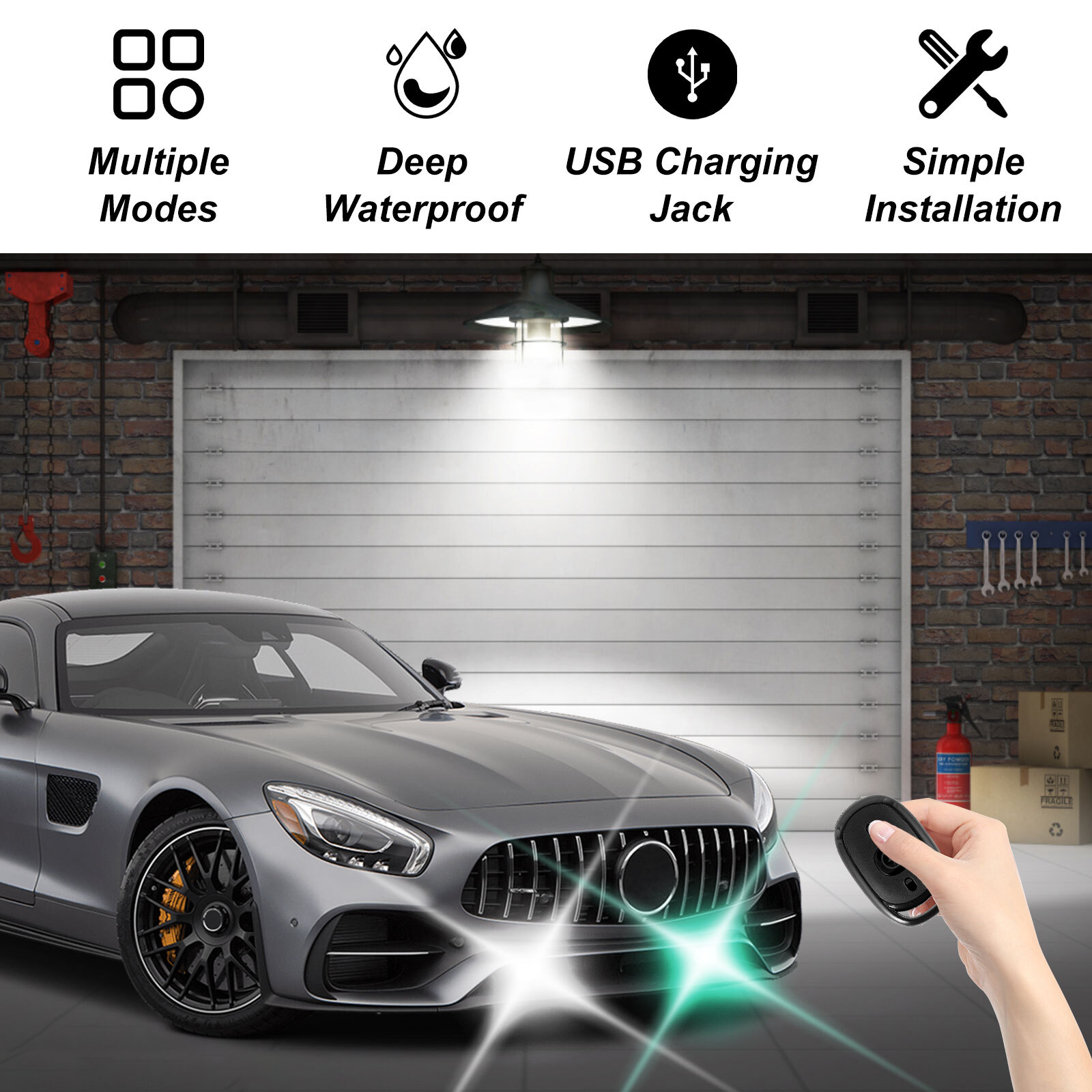 2pcs Car LED Flash Strobe Lights Waterproof Drone Anti Warning ...