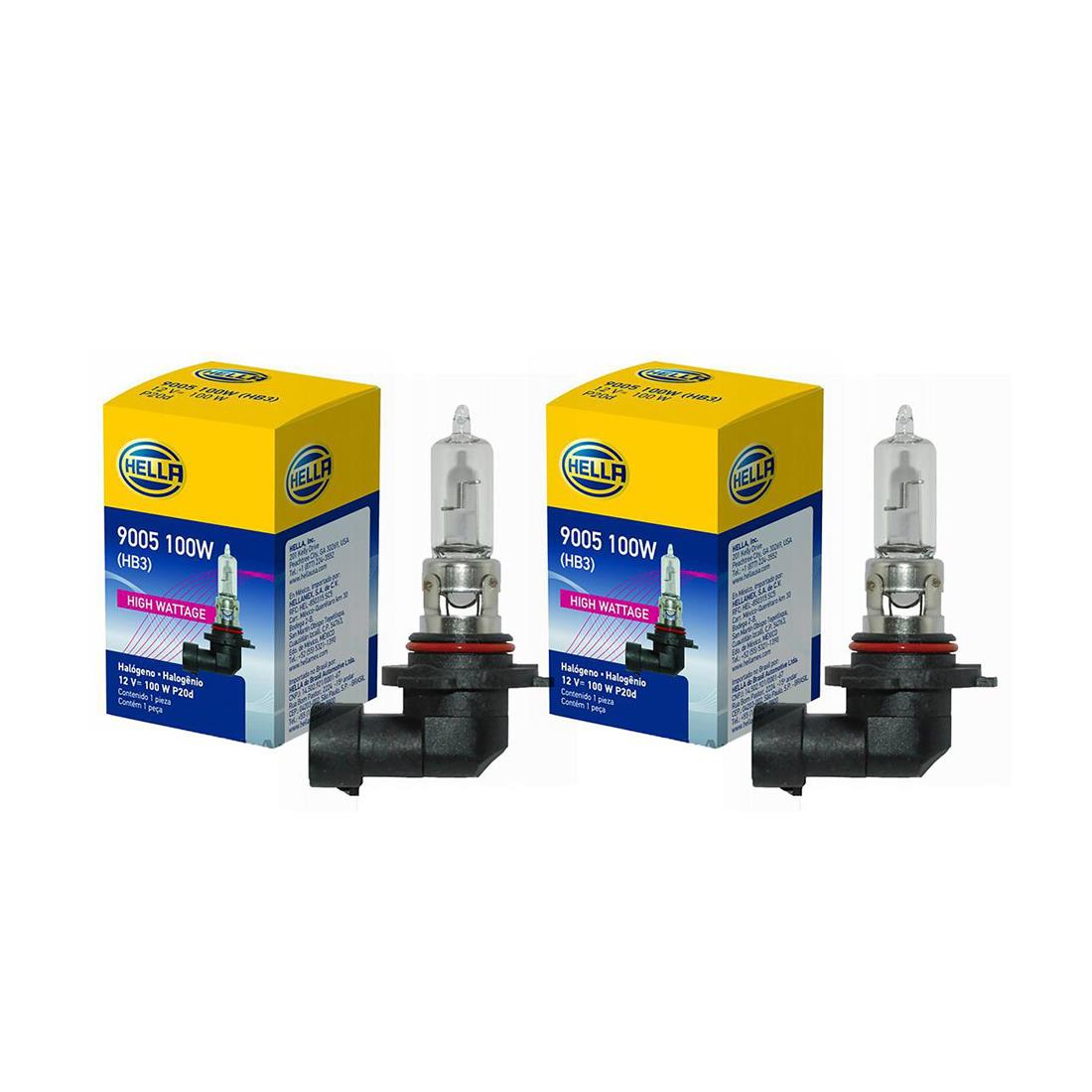 Hella 2PCS 9005 100W Headlight Bulb 9005 Halogen 100 Watt Clear Single ...