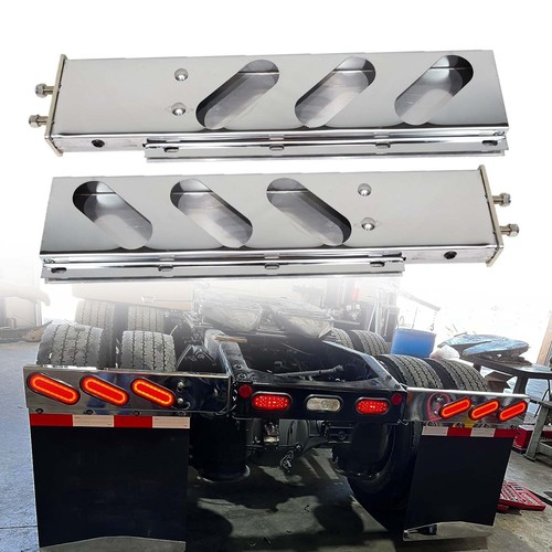 Pair 2.5" Bolt Pattern 30" Mud Flap Hangers Spring Loaded Chrome ...