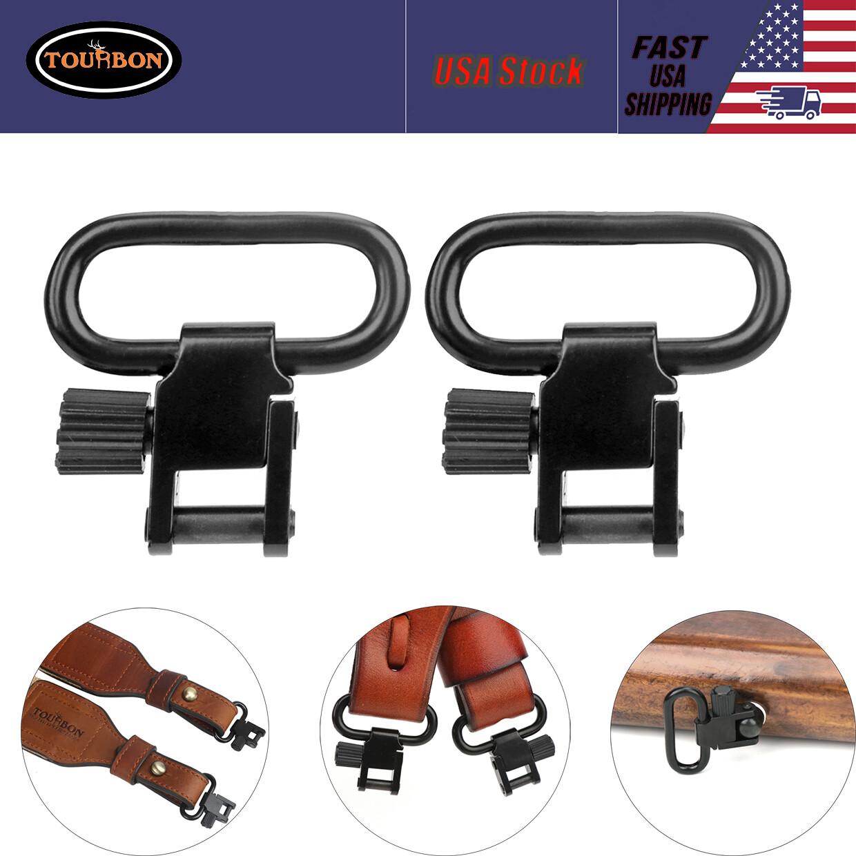 Tourbon 2 Pcs 1" Strap Swivels QD Quick Release Shotgun/Rifle Sling ...