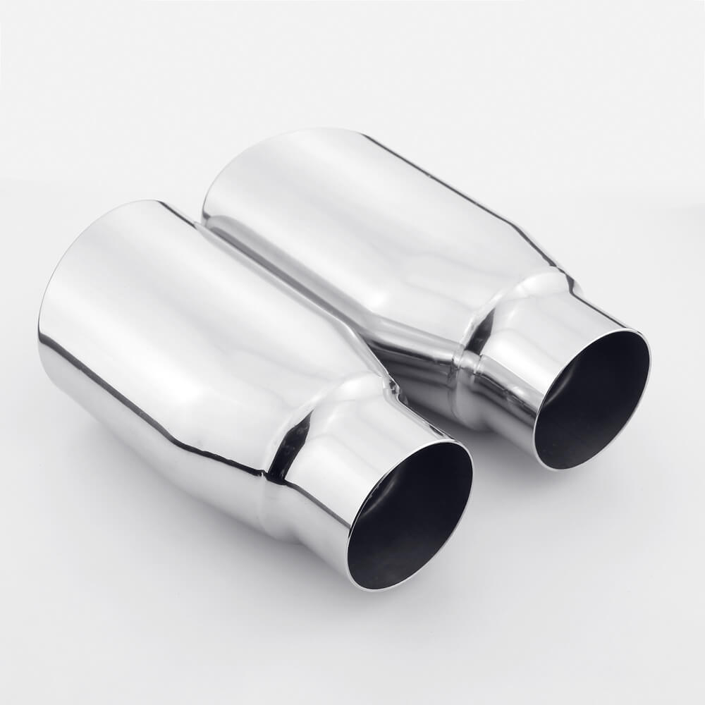 2.25" Inlet Rolled Edge Slanted Oval Exhaust Tips Long 7" 304 Stainless ...