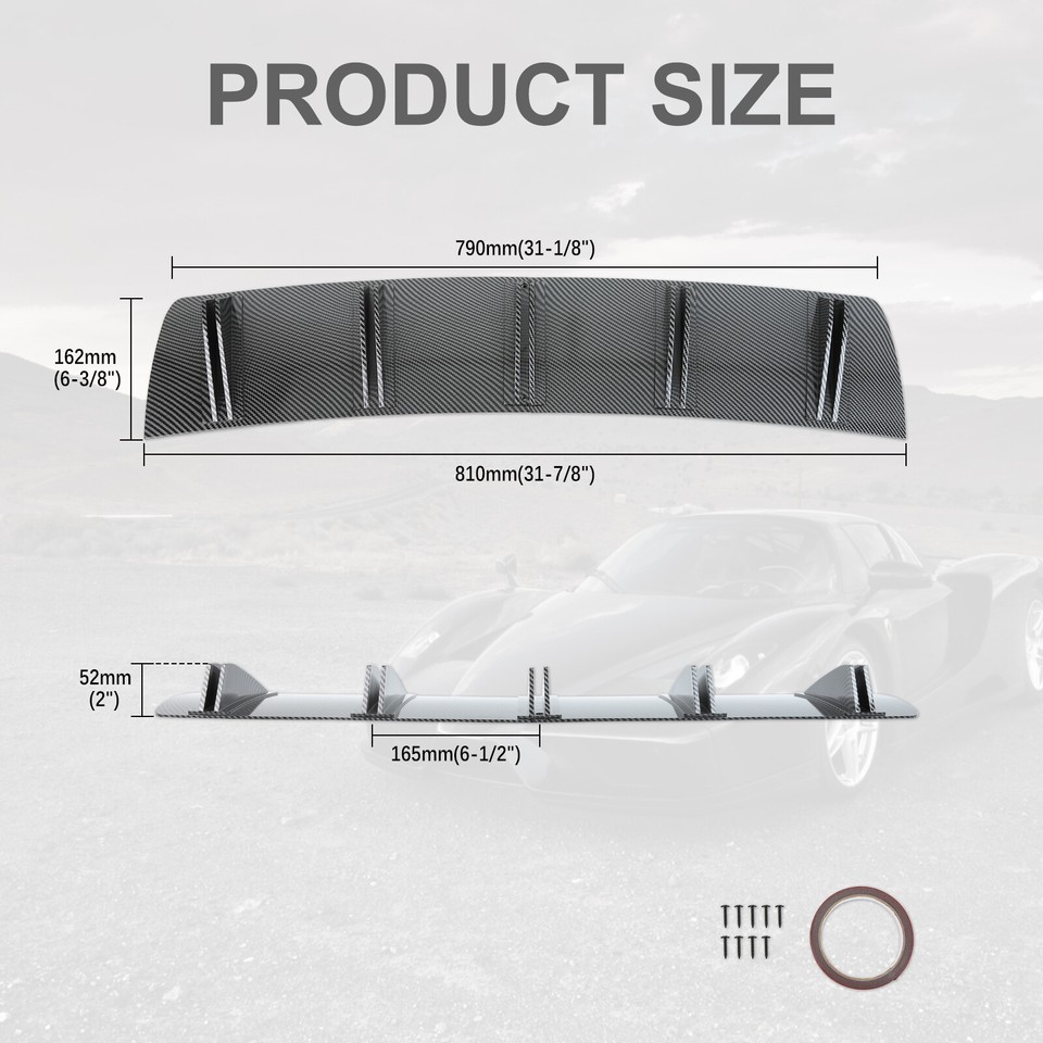 Carbon Fiber Rear Lip Bumper Diffuser 5 Shark Fins For AUDI A4 A5 A6 A7 ...