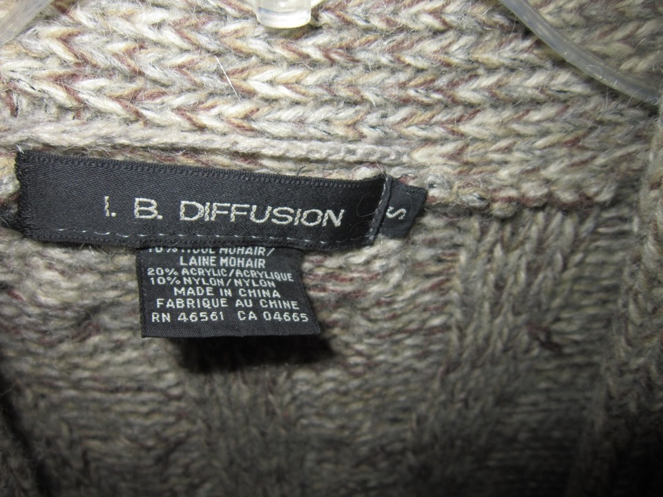 I.B. IB Diffusion VTG S Cardigan Sweater Coat Duster Long Heavy Cable ...