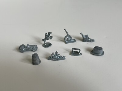 Vintage Monopoly 8 Tokens Top Hat Boot Iron Ship Thimble Car Horse ...