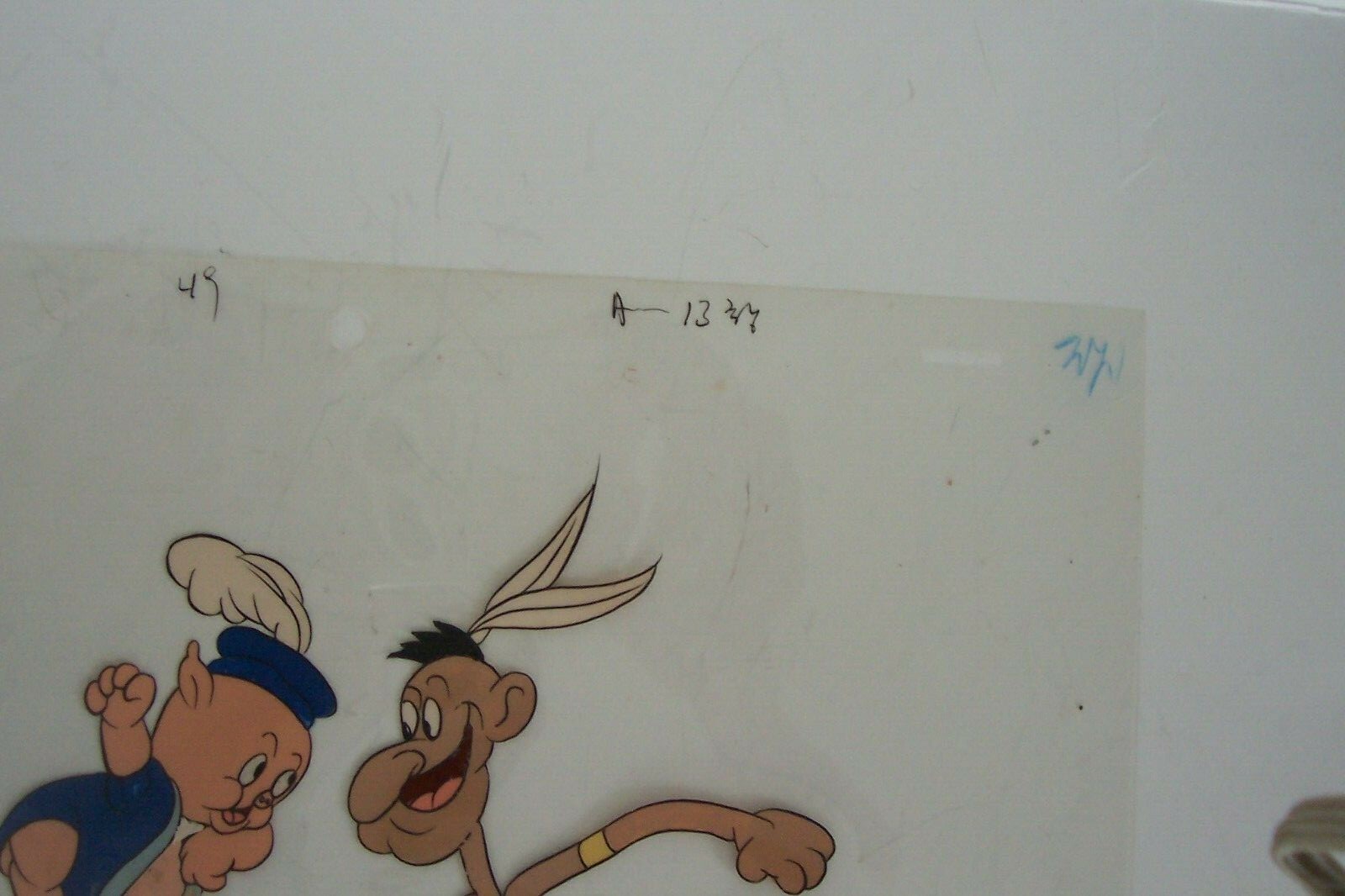 Looney Tunes Redrawn & Colorized Production Cel Porky Pig & Indian ...