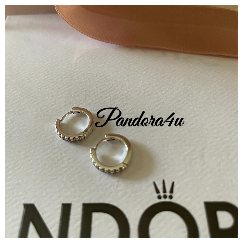 PANDORA ALLURING HEART HOOP EARRINGs NeW Tags PANDORA BOX “Huggie Hoops ...