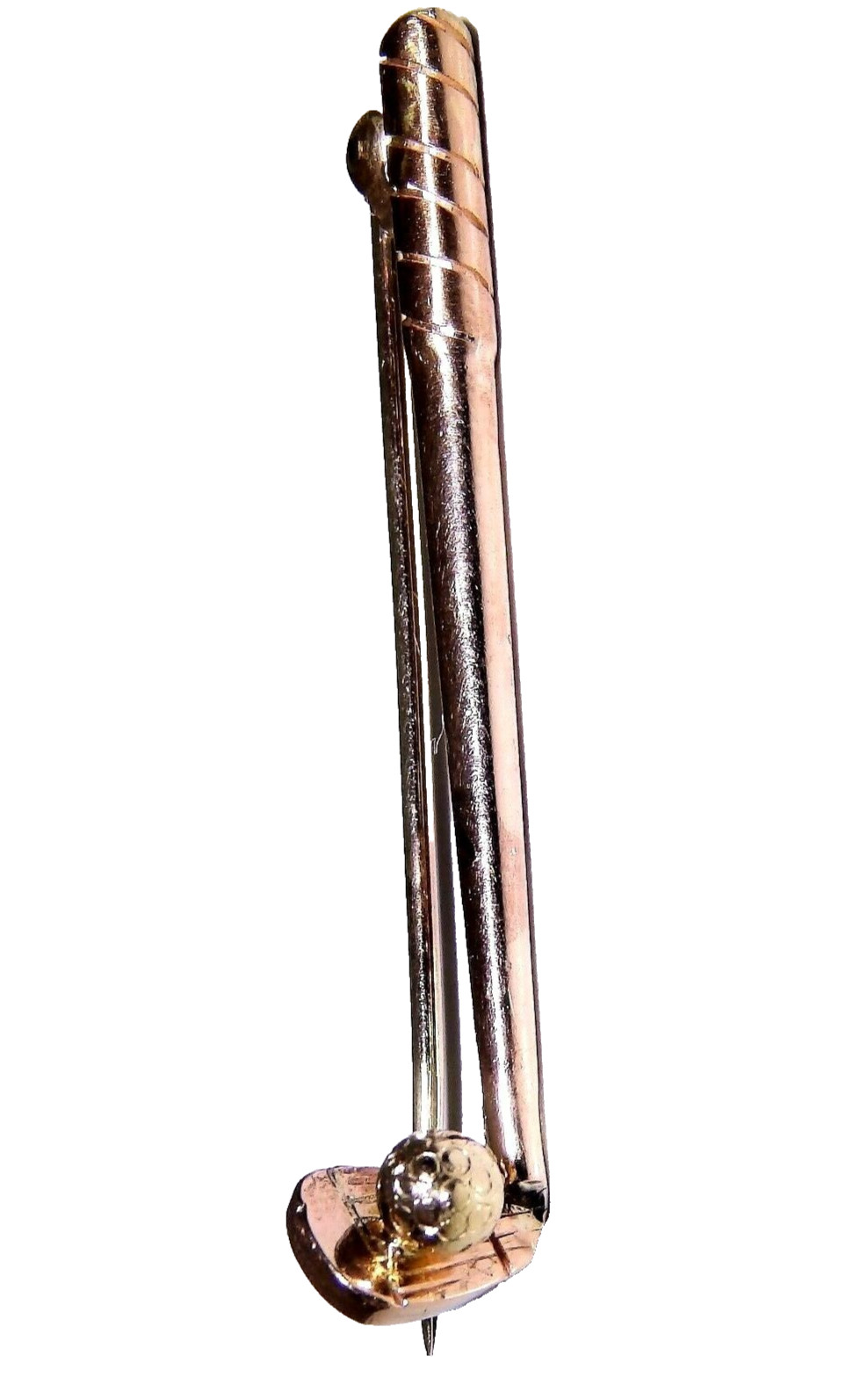 9ct Rose Gold VINTAGE PIN BROOCH GOLF BALL AND GOLF … - Gem