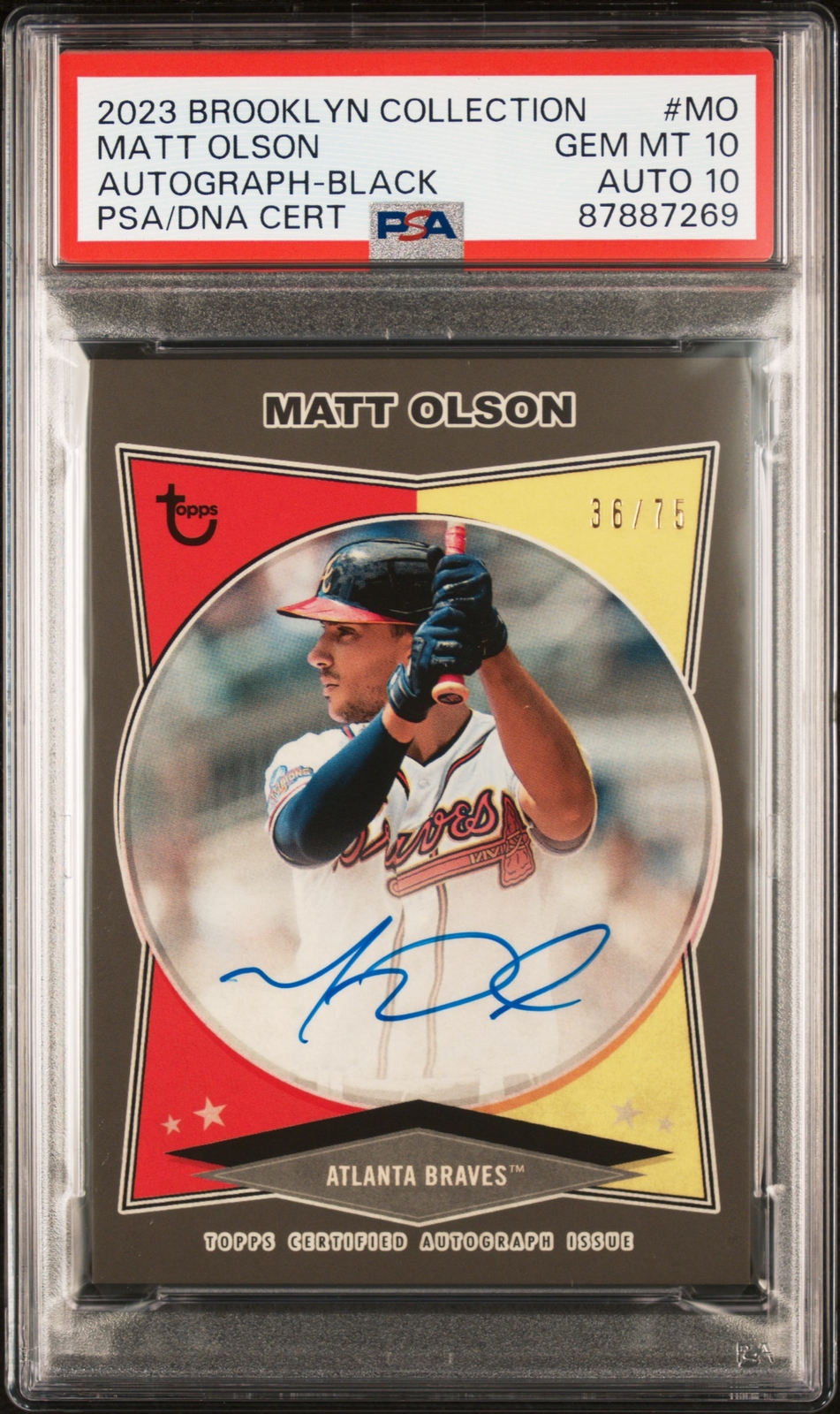 2023 TOPPS BROOKLYN COLLECTION AUTOGRAPH BLACK MATT OLSON RC /75 PSA 10 ...