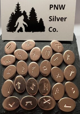 Hand Made 999 Copper Bullion Oval CASTING RUNES - Elder Futhark Set (25 ...