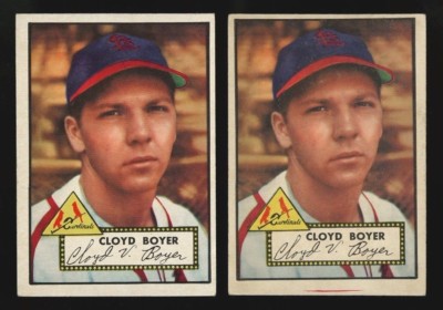 1952 TOPPS BASEBALL~#280~CLOYD BOYER~TWO 2 VARIATIONS~ST. LOUIS ...