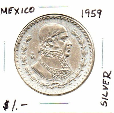 1959 Mexico 1 Peso Silver Coin as pictured | eBay