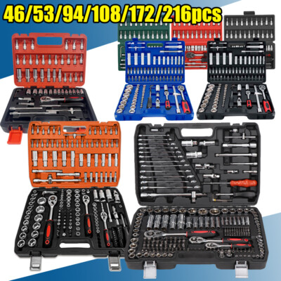 46/108/216PCS Socket Set Kit Mechanics Ratchet Wrench Car Repair Tool ...