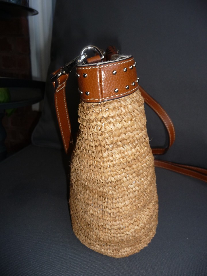 BRIGHTON Pretty Tough Hampton Natural and Wheat Raffia Straw Tote- MINT ...