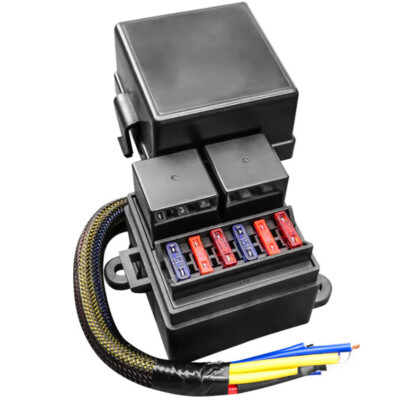 Pre-Wired Fuse Relay Box 4-Pin 80A Relays 6 Fuses For Car Truck Boat RV ...