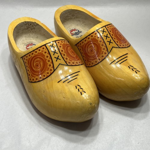Yellow Wooden Dutch Shoes Clogs Holland Souvenir Wood Shoes Decor Size ...